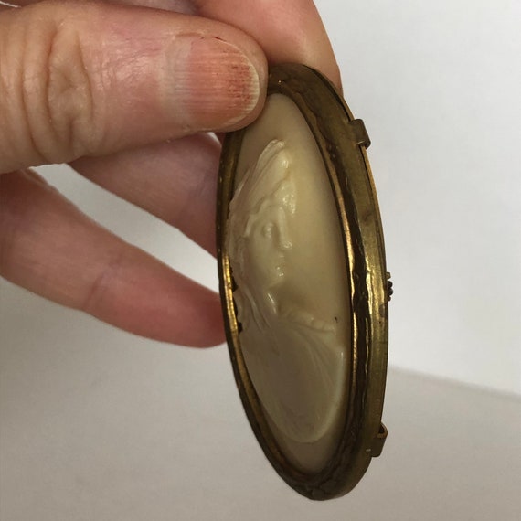 SALE Antique Celluloid Cameo Brooch old plastic cameo… - Gem