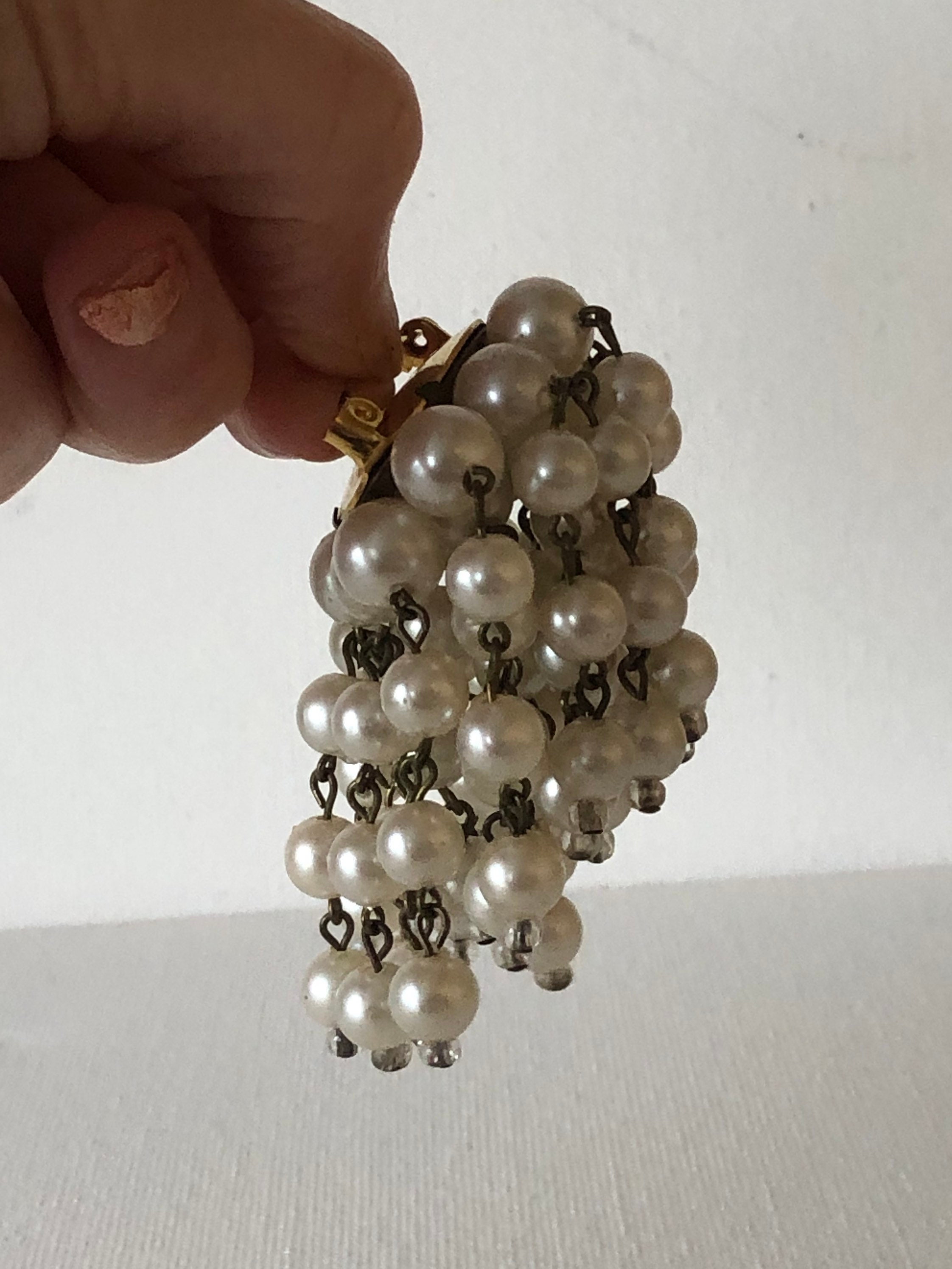 Vintage Dangly Glam Brooch Pin Long Dangly Faux Pearls. Center - Etsy