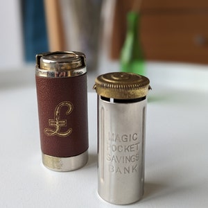 Rare Vintage Coin Savers Bundle Leather 1 Pound Coin Bank Holder Made ...