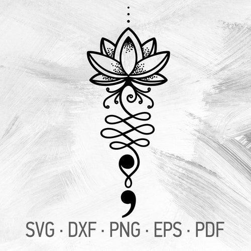Semicolon Lotus SVG Cricut Cut Files Unalome Lotus Depression - Etsy