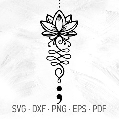Lotus With Semicolon SVG Cricut Cut Files Unalome Lotus - Etsy