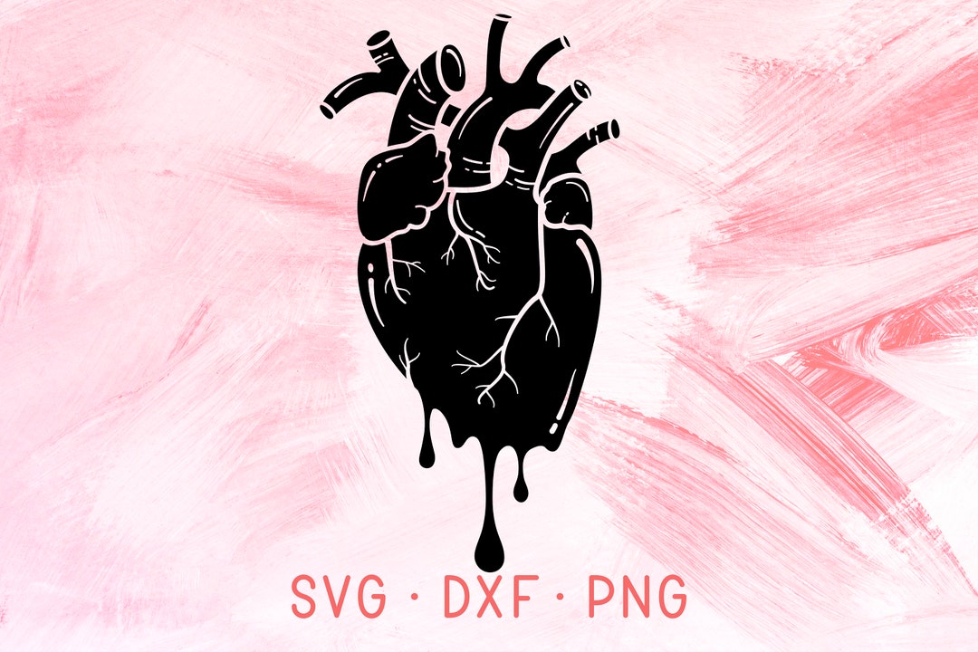 Anatomical Heart SVG DXF PNG Cut Files, Dripping Human Heart, Bleeding ...