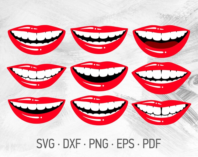 Smile Svg Teeth Svg, Svg Files Silhouette Smile Cut File Smiling ...
