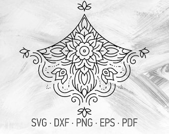 Lotus Sternum Tattoo SVG Cricut Cut Files Unalome Lotus & | Etsy