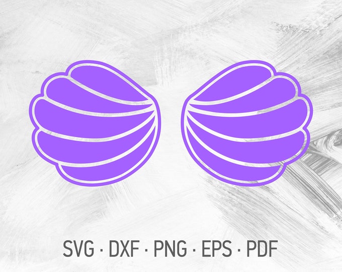 Mermaid Shell Bra SVG Files for Cricut, Cute Baby Girl Mermaid Shells ...