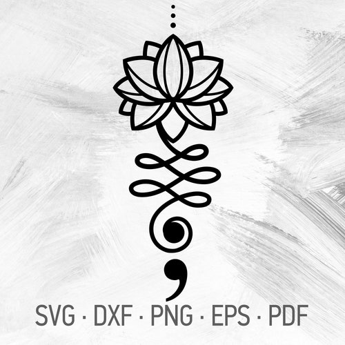 Lotus With Semicolon SVG Cricut Cut Files Unalome Lotus - Etsy