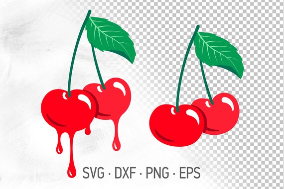 Cherries SVG Two Tone Cherry Design File Dripping Tropical | Etsy