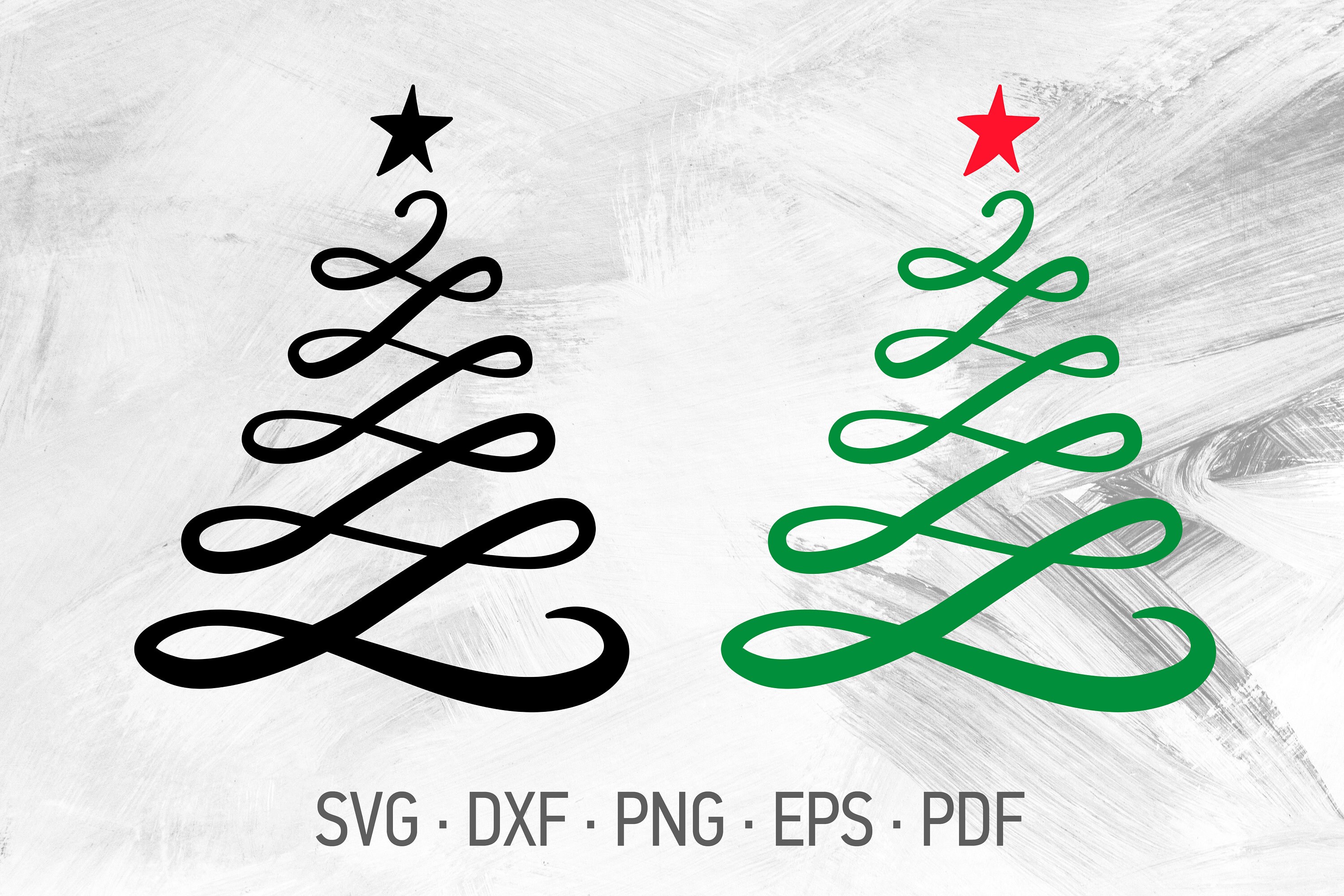 Christmas Trees SVG Cricut Cut Files Swirl Calligraphy | Etsy