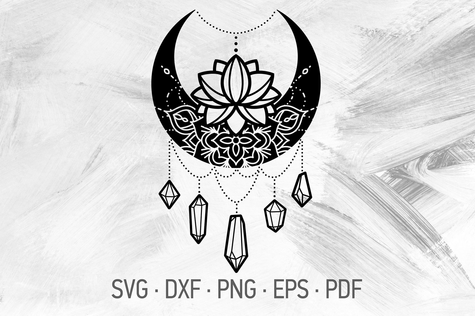 Lotus Crystal Moon Mandala SVG Cricut Cut Files Crescent Moon | Etsy