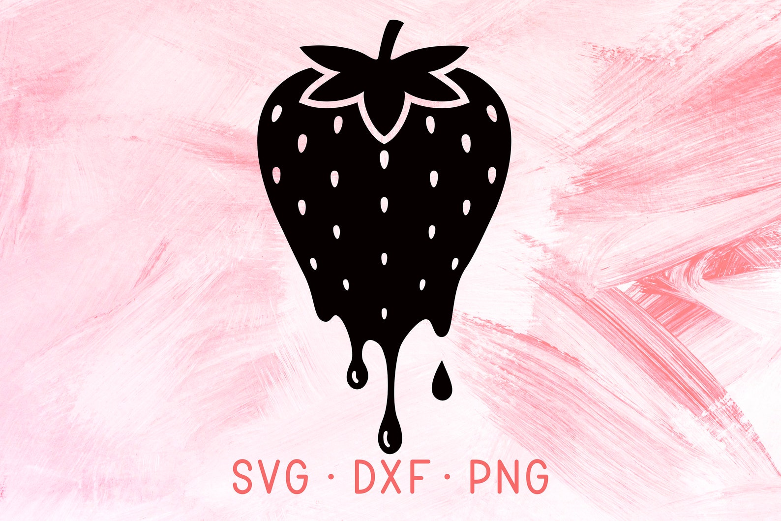 Dripping Strawberry SVG DXF PNG Cut Filesfor Cricut, Cute Simple Logo ...
