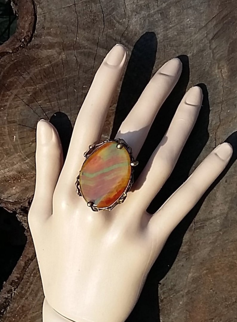 Beautiful Agate Gemstone Ring/handmade Ring/ Adjustable Ring - Etsy
