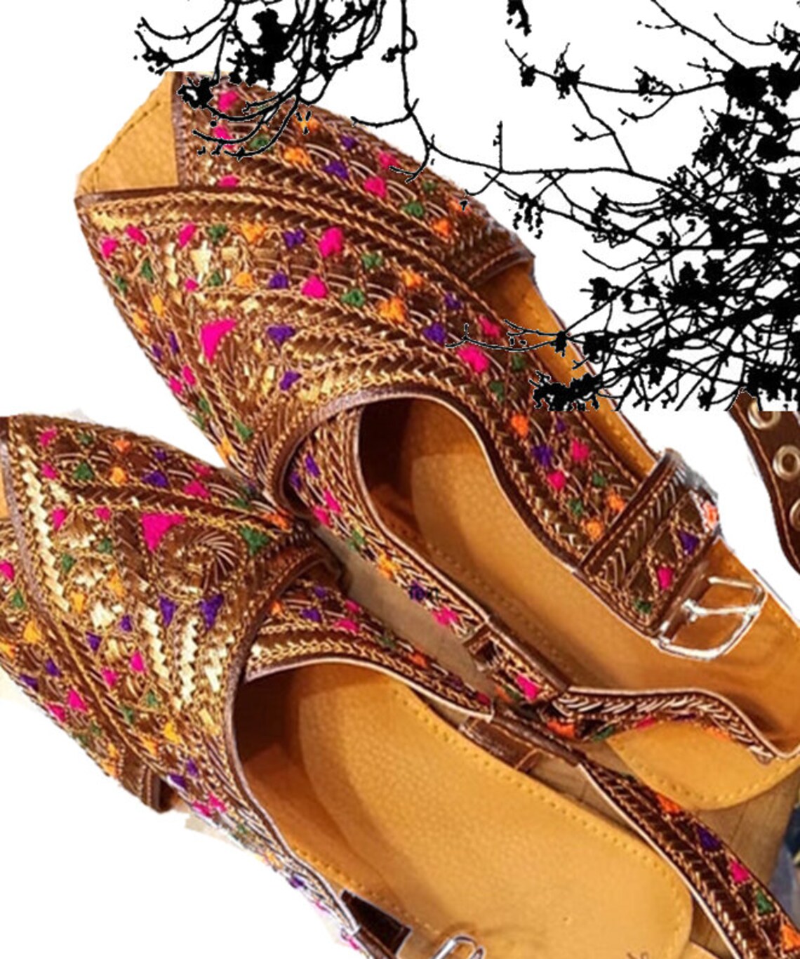 DHANAK: Womens Sandals Brown Sandals Women Indian Shoes Punjabi Jutti ...