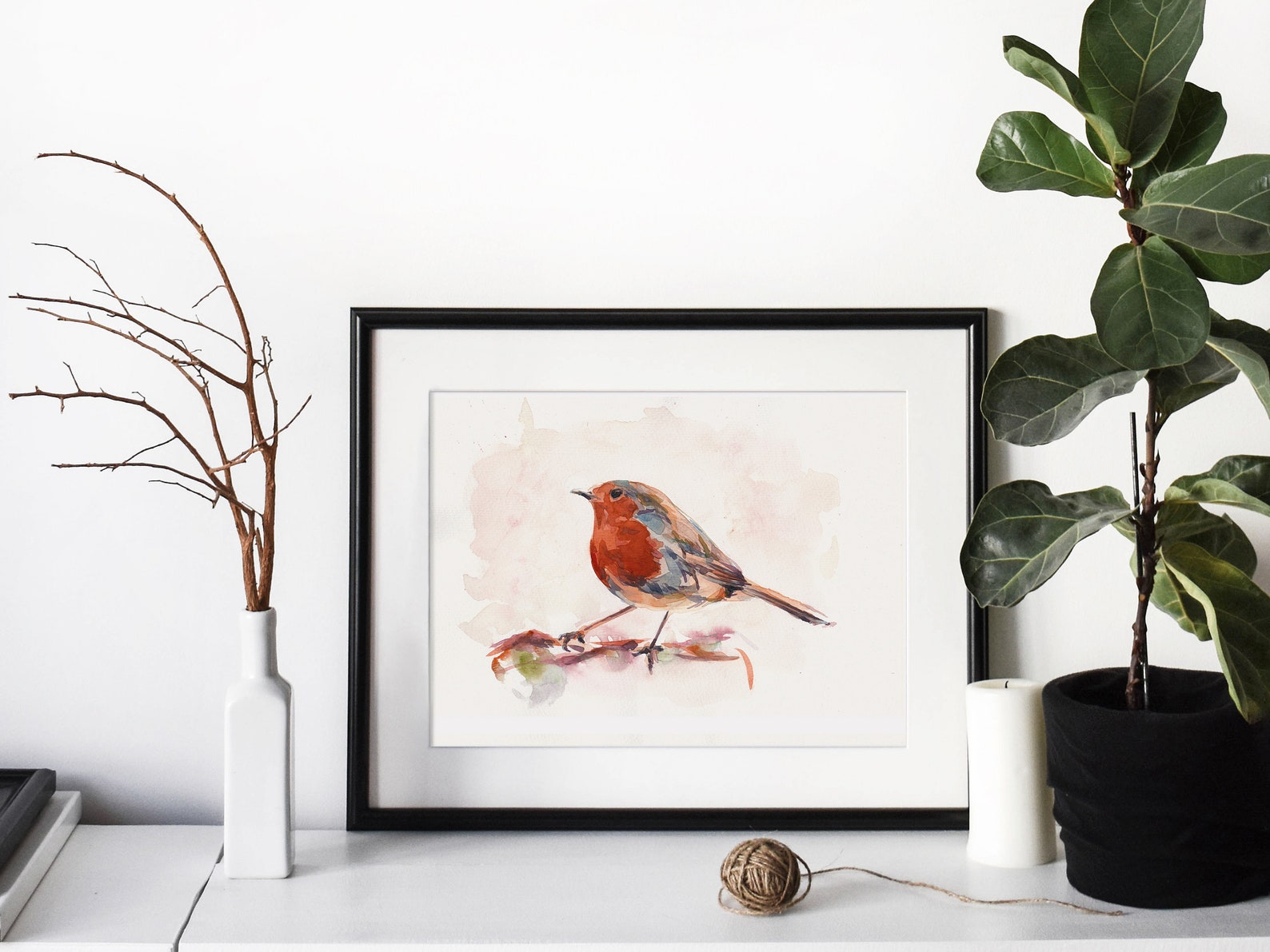 Robin Redbreast Watercolor Illustration Artistic Wall Decor | Etsy