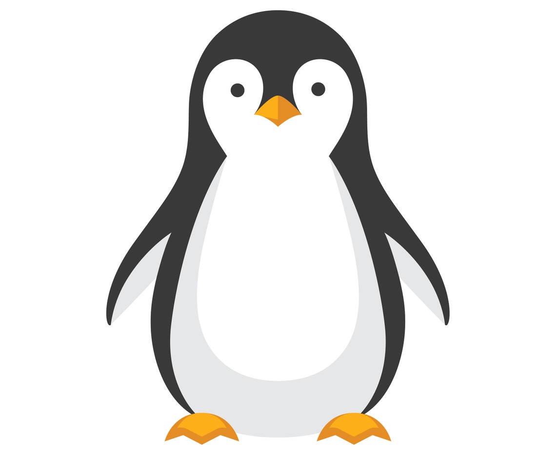 Pingwin rysunek uroczy ikona sylwetka SVG grafika | Etsy