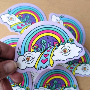 Groovy Surreal Vinyl Sticker Pack | Good Vibes Tropical Psychedelic ...
