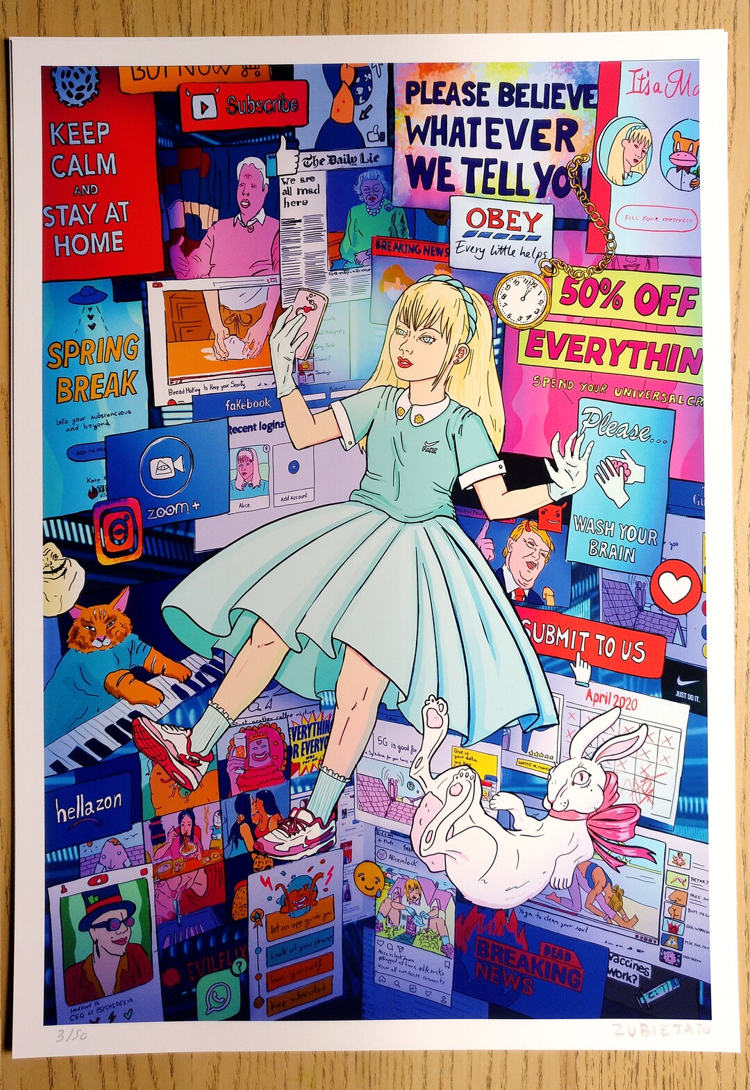Alice in Lockdown Giclee Art Print: Pop Surrealism Illustration - Etsy