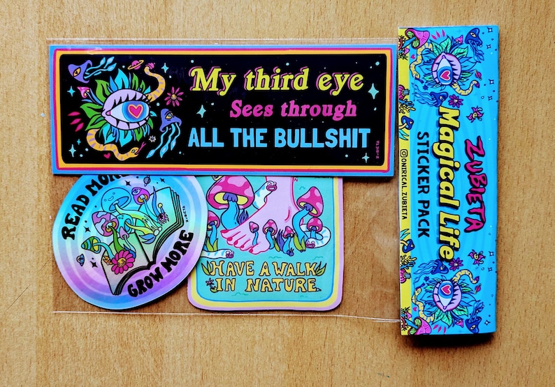 Magical Life Sticker Pack: Psychedelic Mushroom, Nature, Bumper Car - Etsy