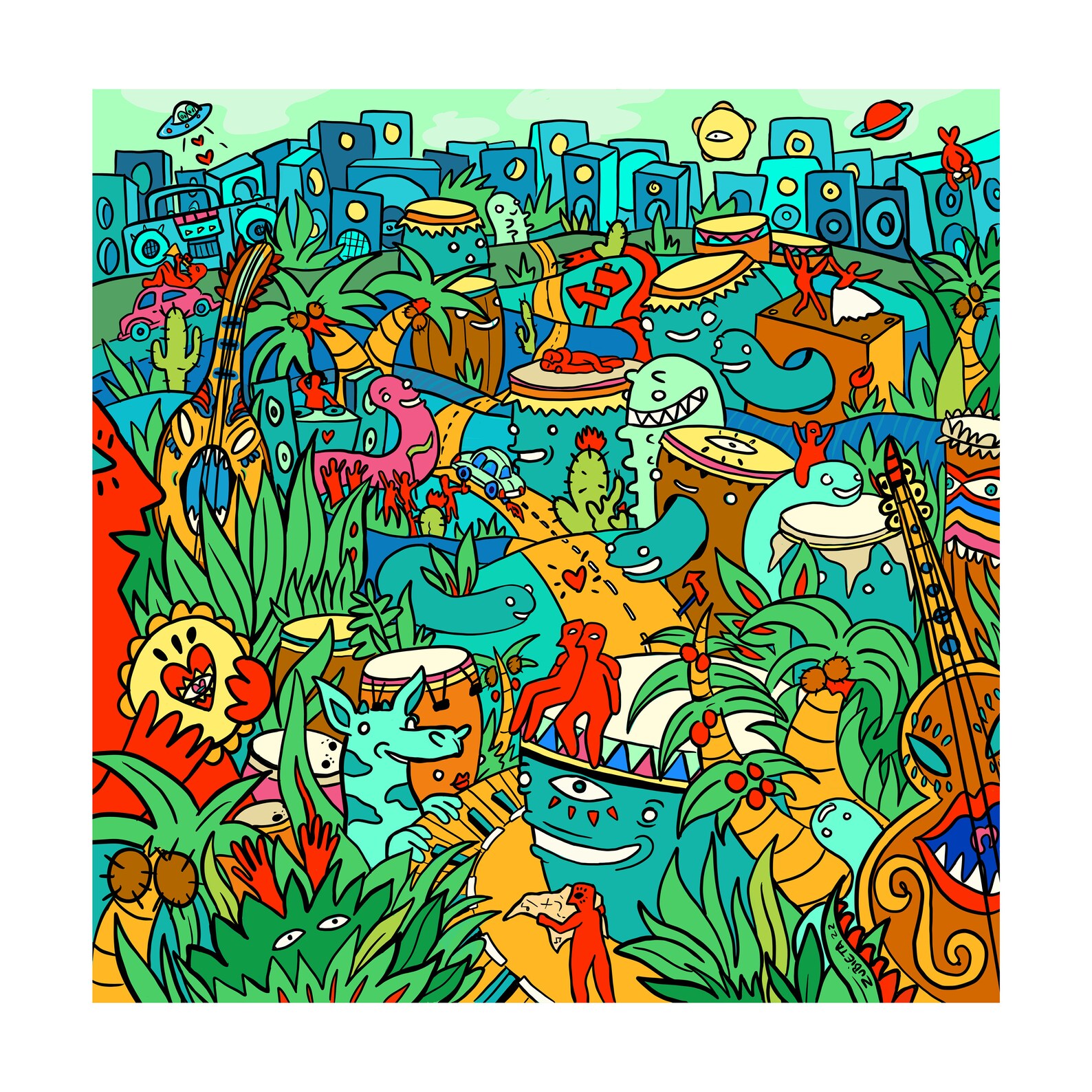 Bongo City: Brasil Tropical Jungle Square Wall Art II Art Giclée Print ...