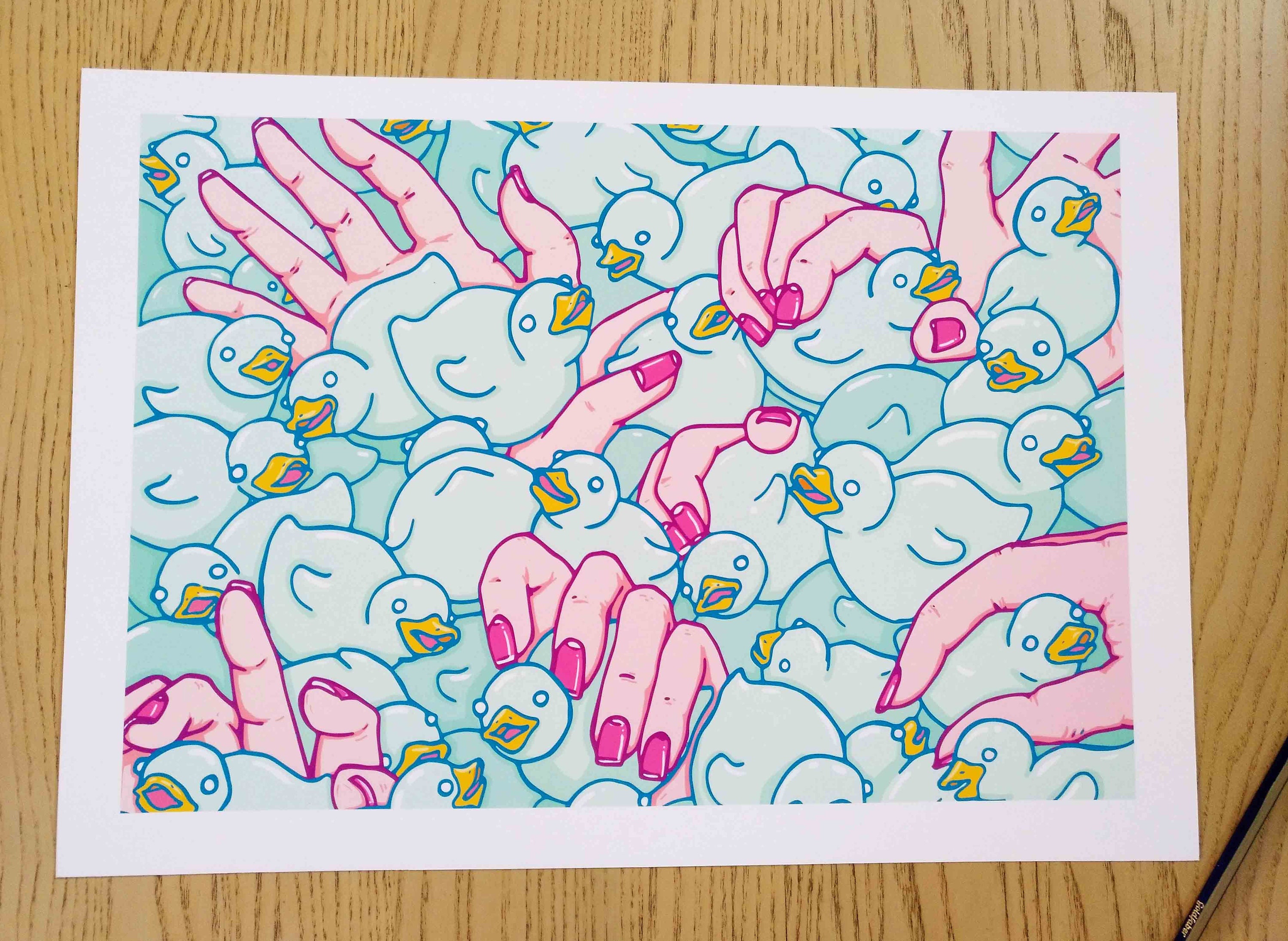 Duckies limited edition gicleé print wall art digital | Etsy