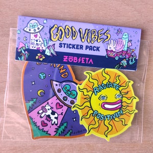 Groovy Surreal Vinyl Sticker Pack | Good Vibes Tropical Psychedelic ...