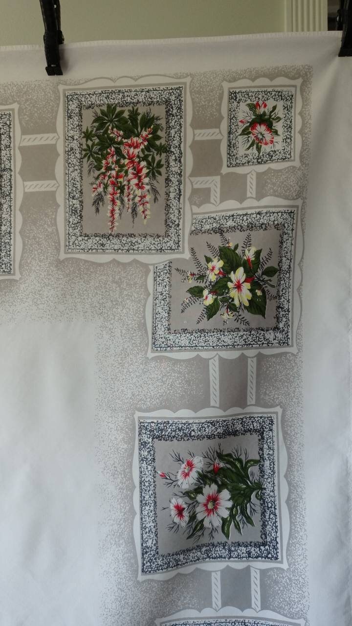 1950s California Handprint Floral Tablecloth in Crisp White - Etsy