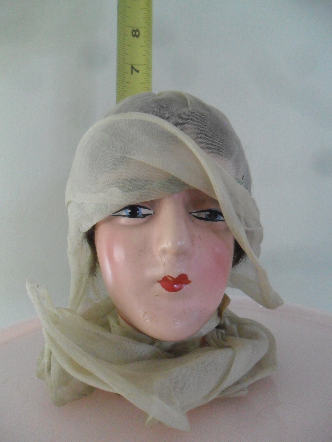 1920s Paper Mache Girl With Silk Cloche Hat Ribbon Flowers | Etsy