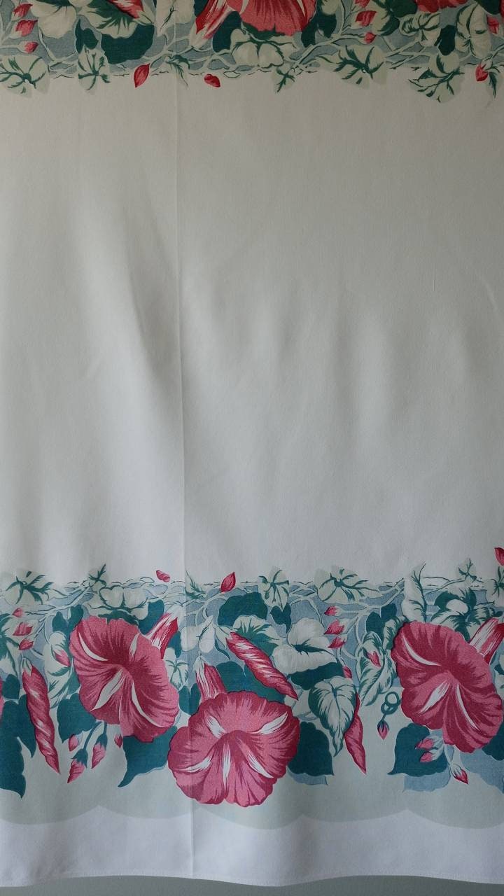 1950s Floral California Handprint Tablecloth White | Etsy