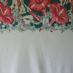 1950s Floral California Handprint Tablecloth White Background and ...