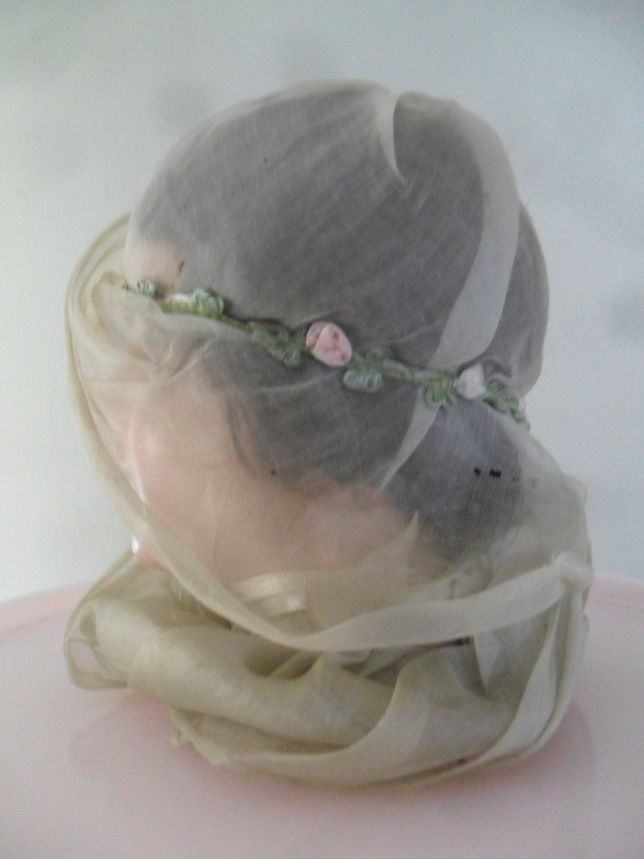 1920s Paper Mache Girl With Silk Cloche Hat Ribbon Flowers | Etsy