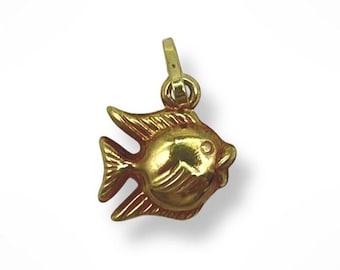 14k Solid Yellow Gold Goldfish Nautical Charm Fish Pendant - Etsy