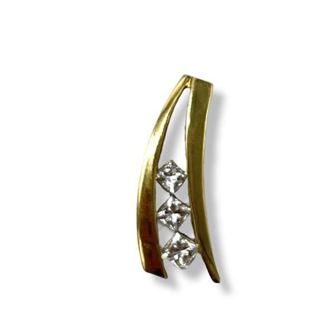14k Gold Triple Princess Diamond Pendant Charm Beautiful Condition - Etsy