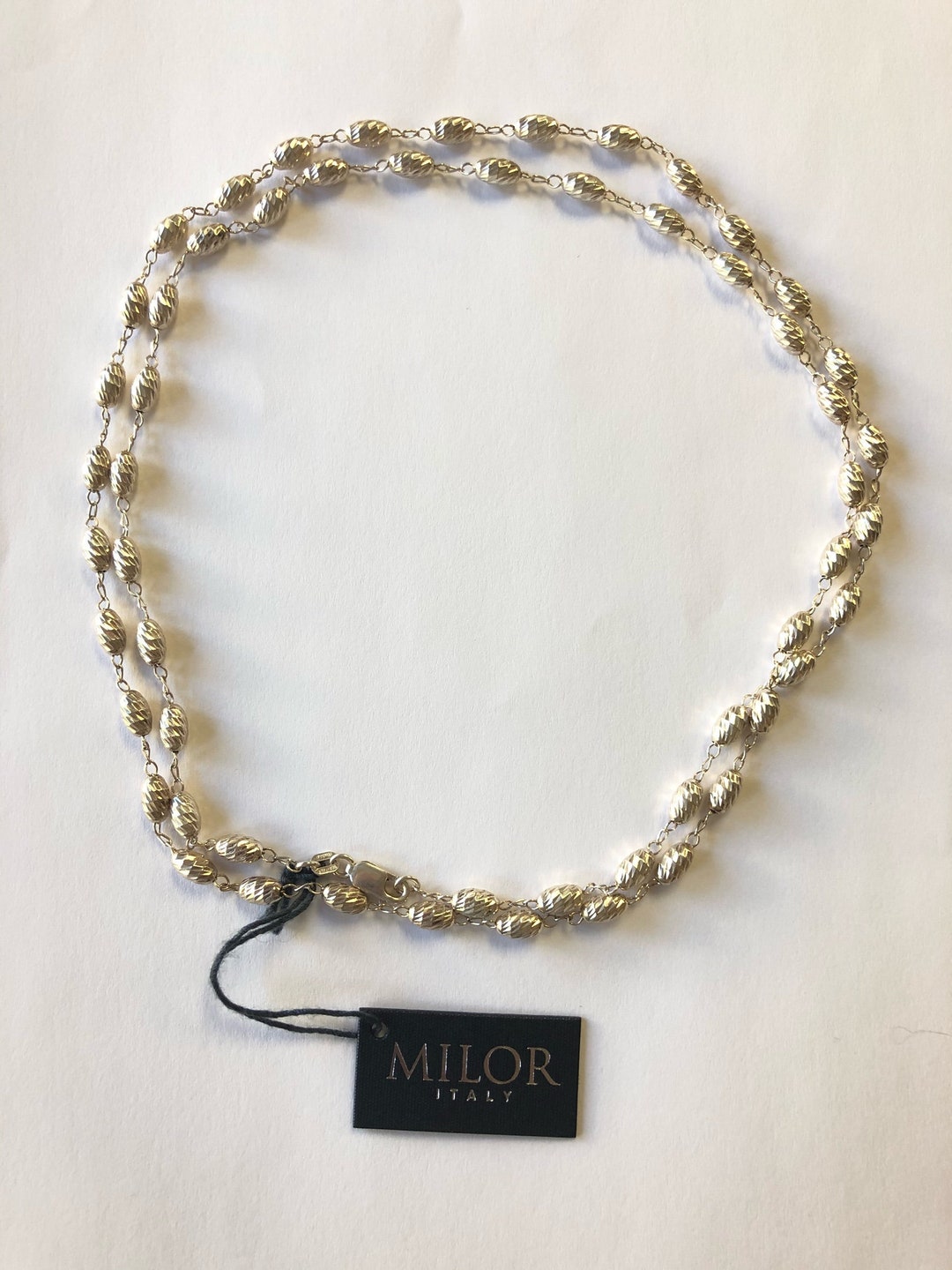 Milor Italy 925 Sterling Silver Beaded Necklace 30" - Etsy