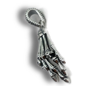 925 Sterling Silver Skeleton Hand Pendant Charm - Etsy