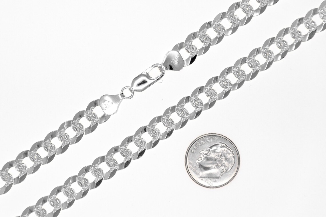 ITALY 925 SOLID Sterling Silver Diamond Cut CURB Chain - Etsy