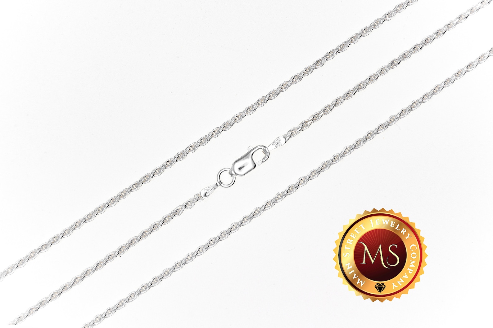 2mm Italy 925 SOLID Sterling Silver Diamond-cut ROPE Chain Necklace or ...