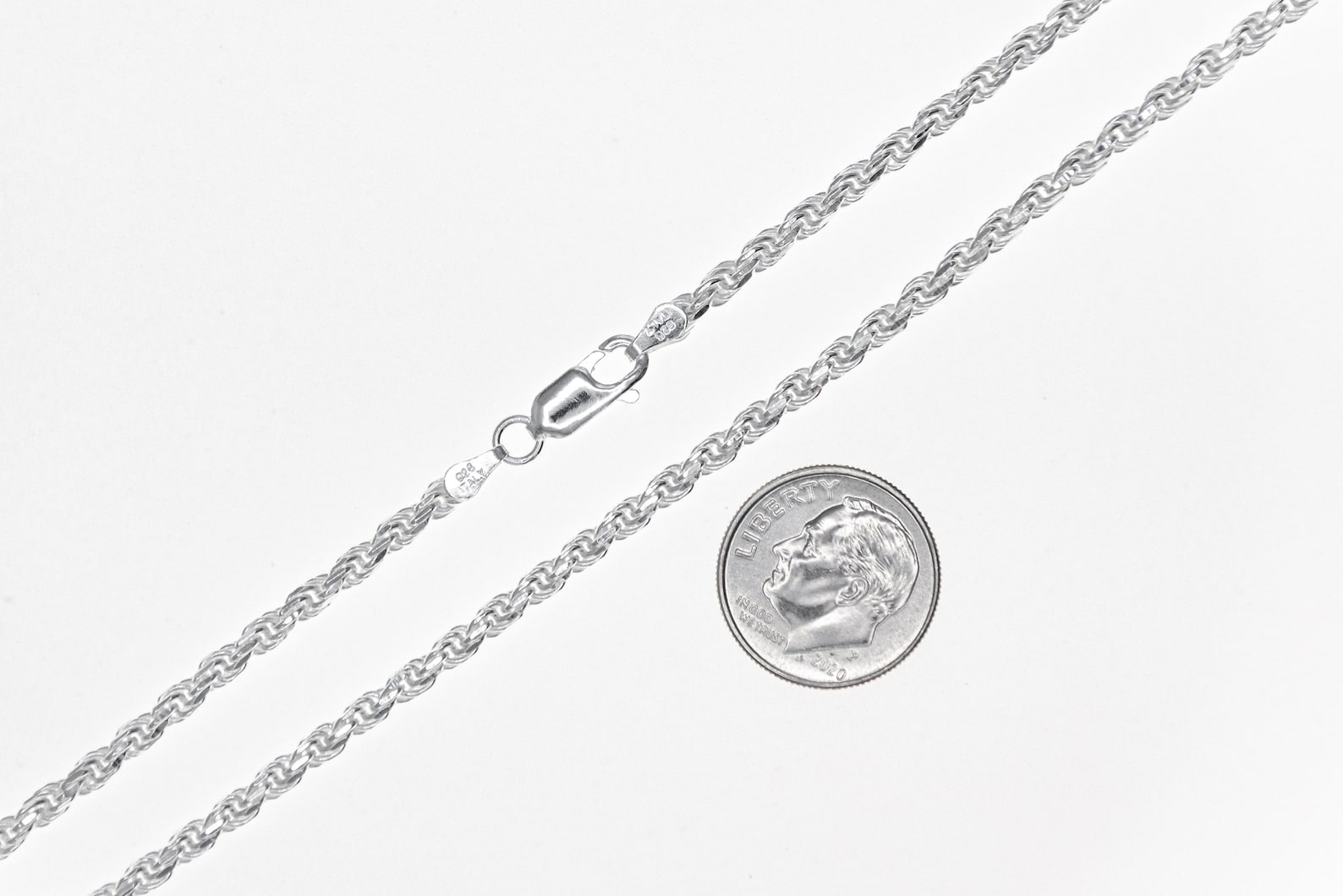 Italy 925 SOLID Sterling Silver Diamond-cut ROPE Chain - Etsy