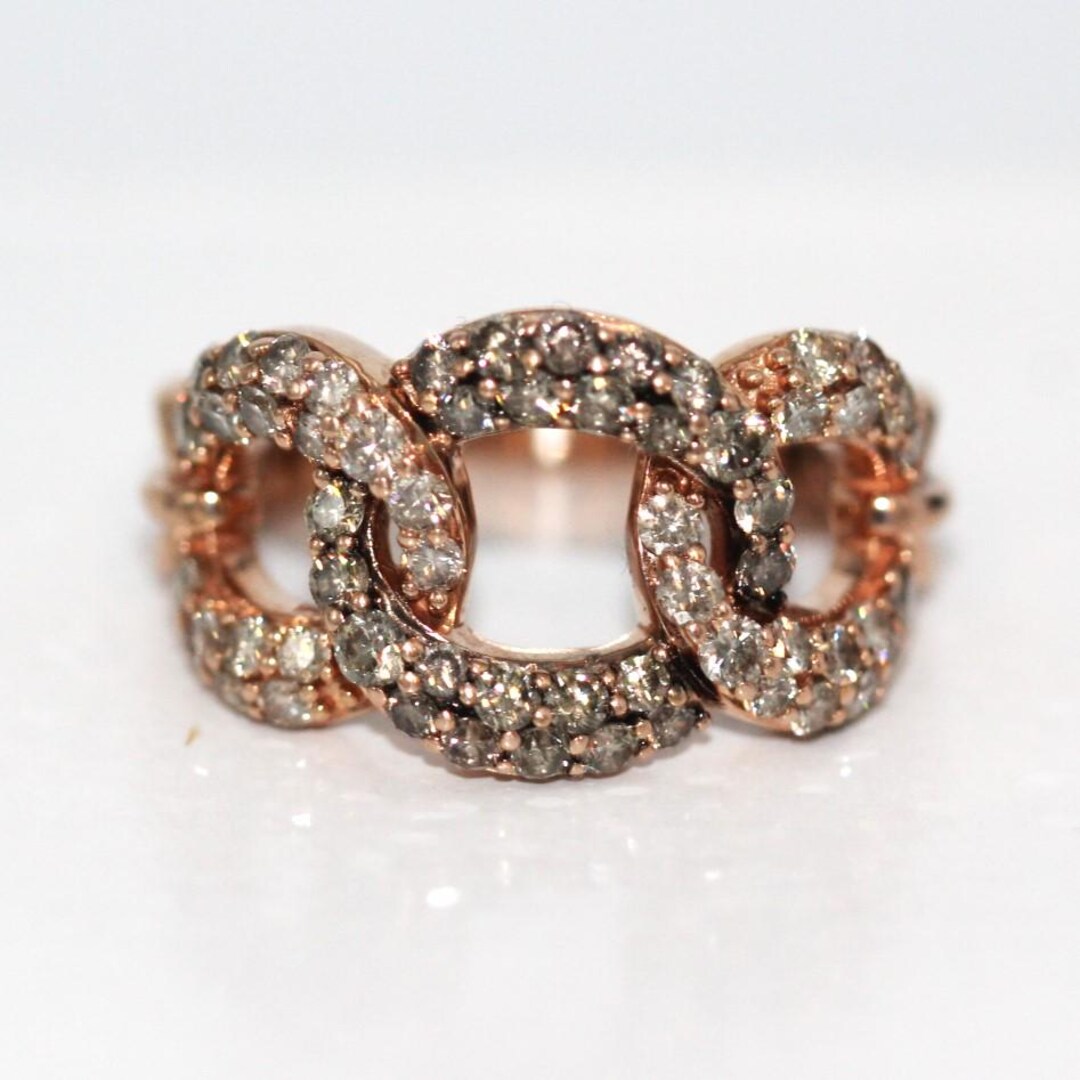 14k Strawberry Gold LE VIAN Chain Link Natural Diamond Ring (size 5.75 ...