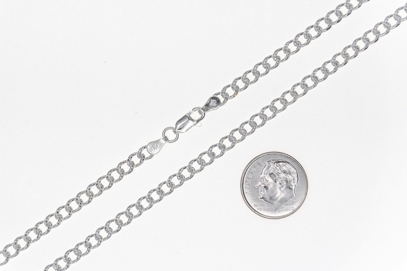 ITALY 925 SOLID Sterling Silver Diamond Cut CURB Chain - Etsy