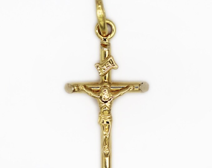18K Gold Crucifix Pendant - Etsy