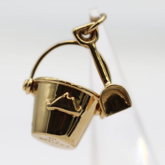 14K Gold Bucket & Shovel Beach Charm - Gem