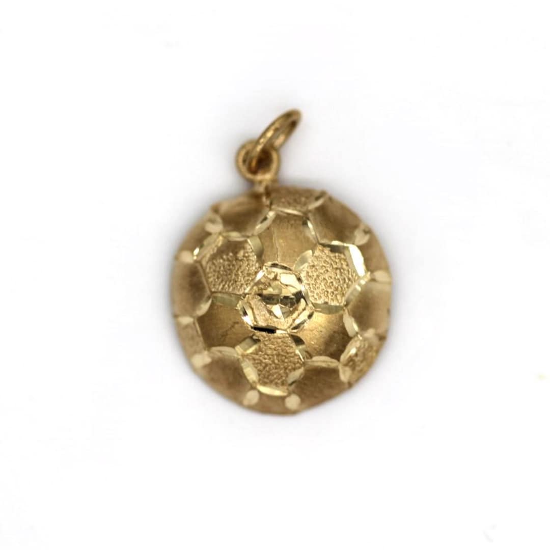 14k Yellow Gold Diamond Cut Soccer Ball Pendant - Etsy