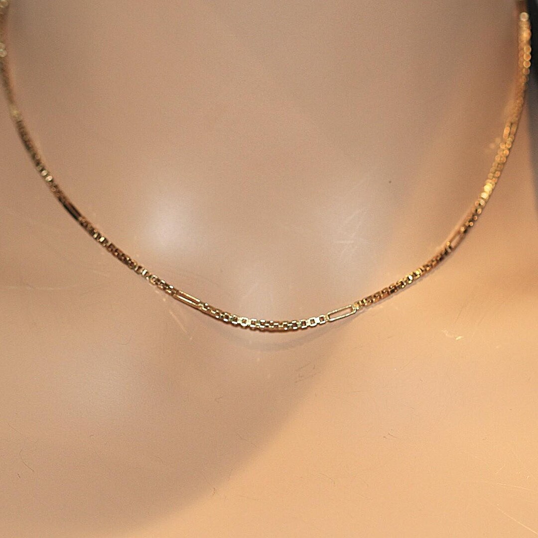 14K Yellow Gold Link Box Chain 15 Inch - Etsy