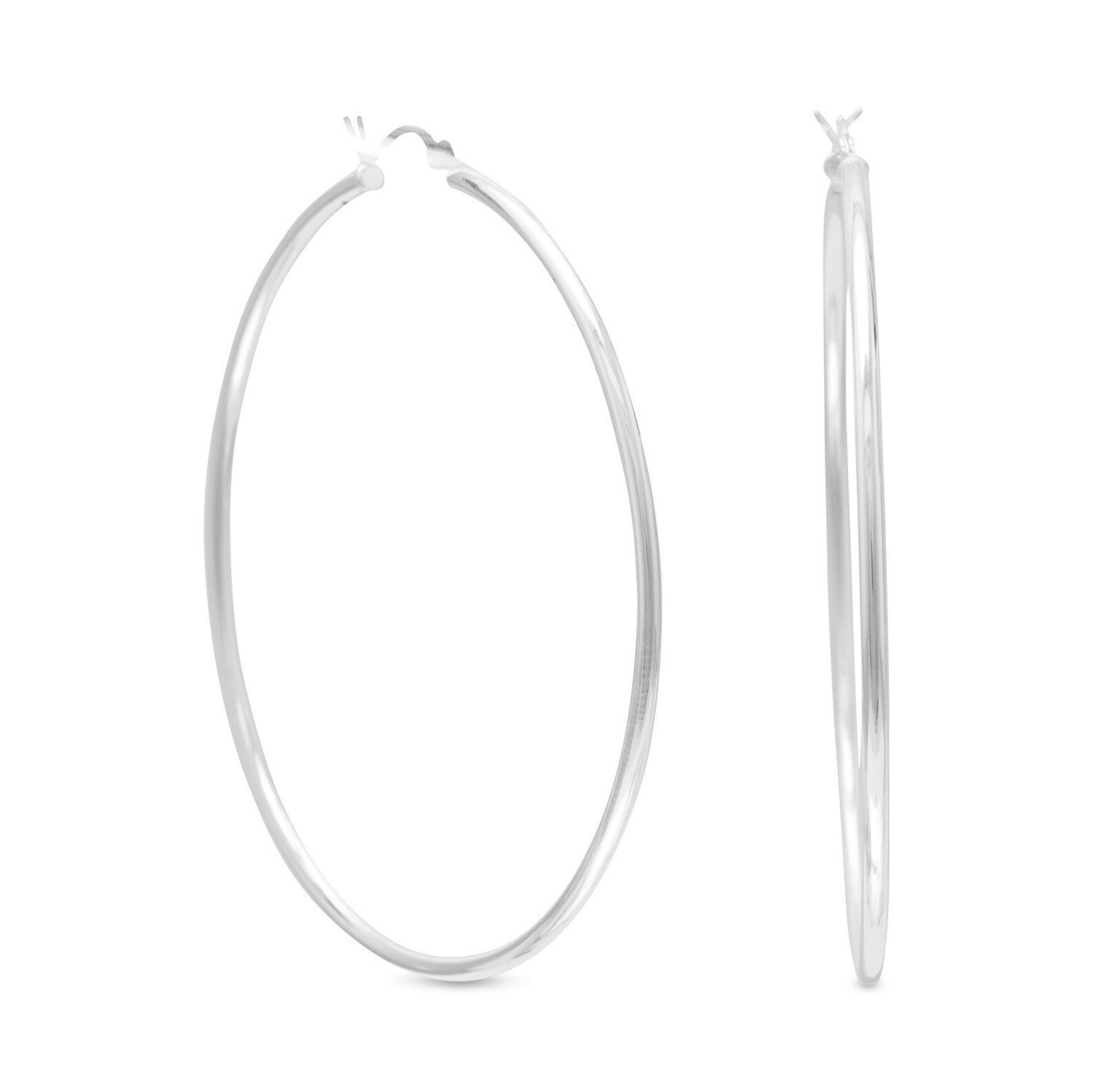 925 Sterling Silver 2mm Hoops Earrings Sizes 16mm-60mm - Etsy