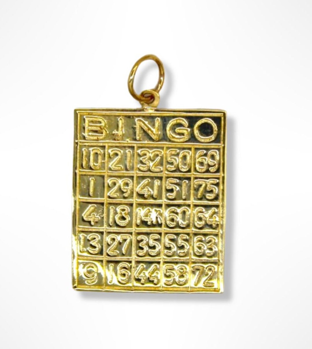14k Gold Vintage Bingo Card Pendant - Etsy
