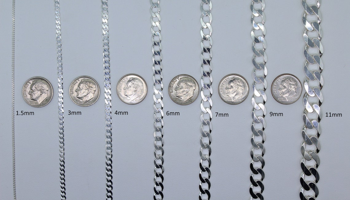 ITALY 925 SOLID Sterling Silver CURB Chain Necklace or - Etsy