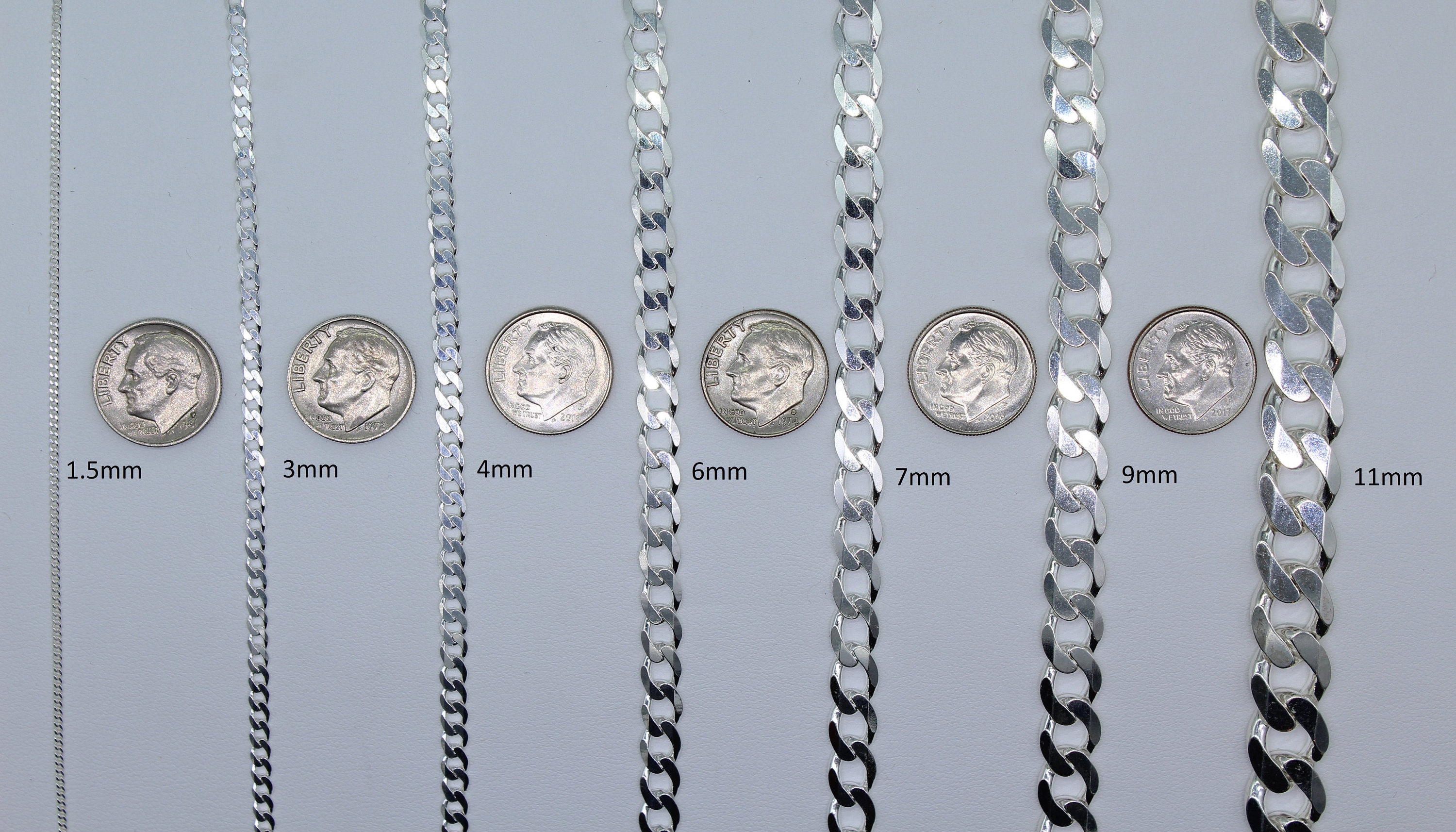 ITALY 925 SOLID Sterling Silver CURB Chain Necklace or - Etsy