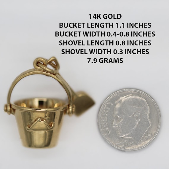 14K Gold Bucket & Shovel Beach Charm - Gem