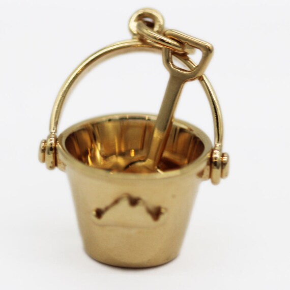 14K Gold Bucket & Shovel Beach Charm - Gem