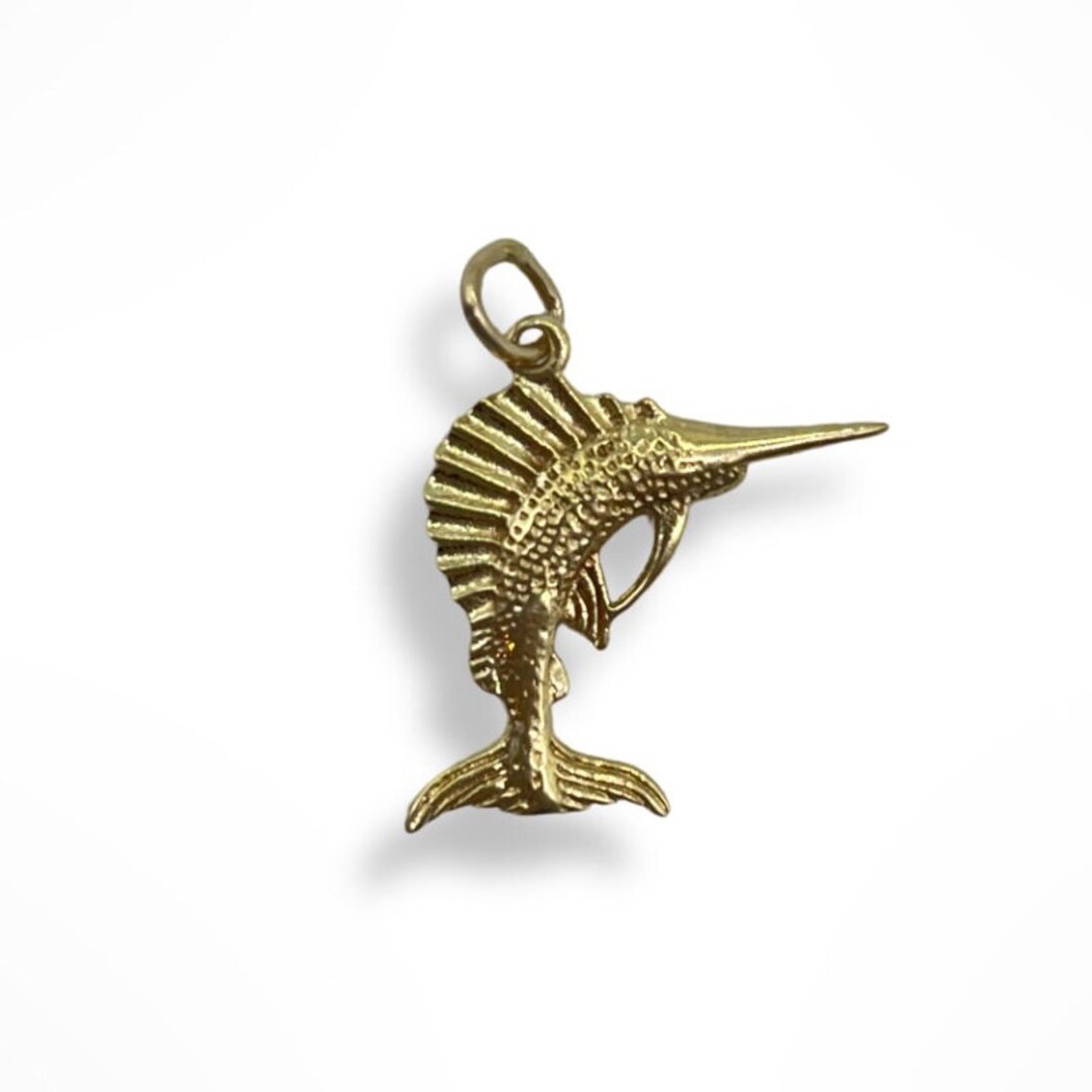 14k Gold Swordfish Pendant - Etsy
