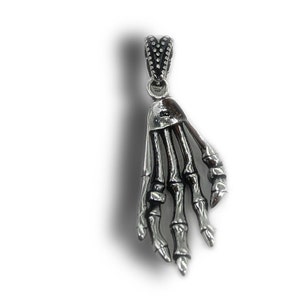925 Sterling Silver Skeleton Hand Pendant Charm - Etsy